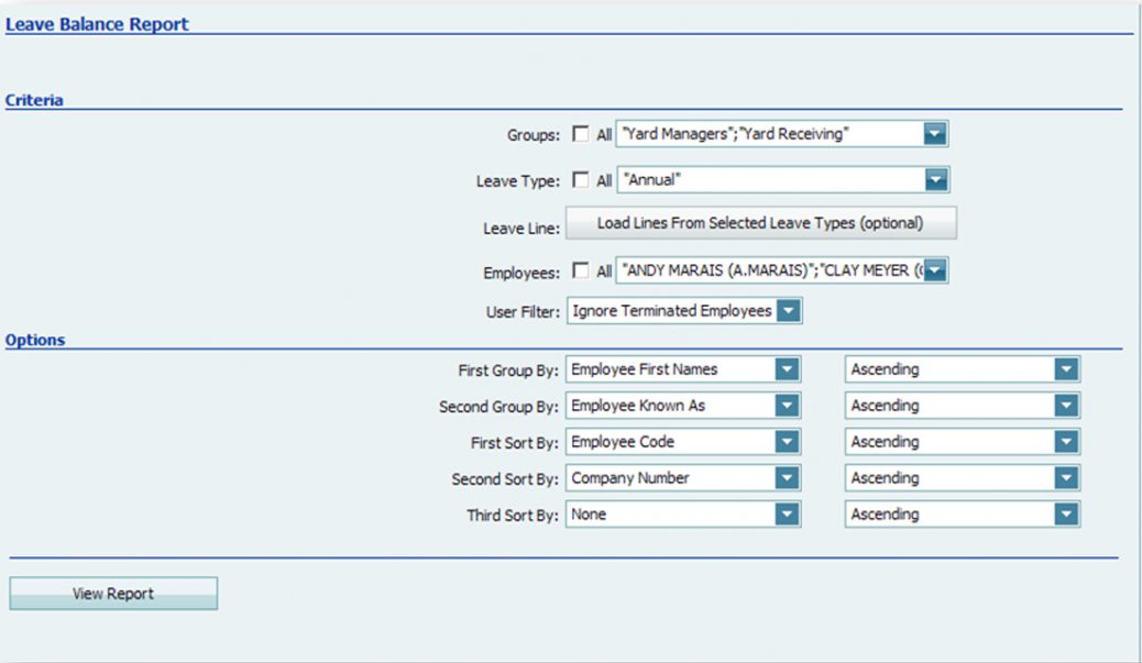 Section 1: Leave Balance Report - Skill Centre