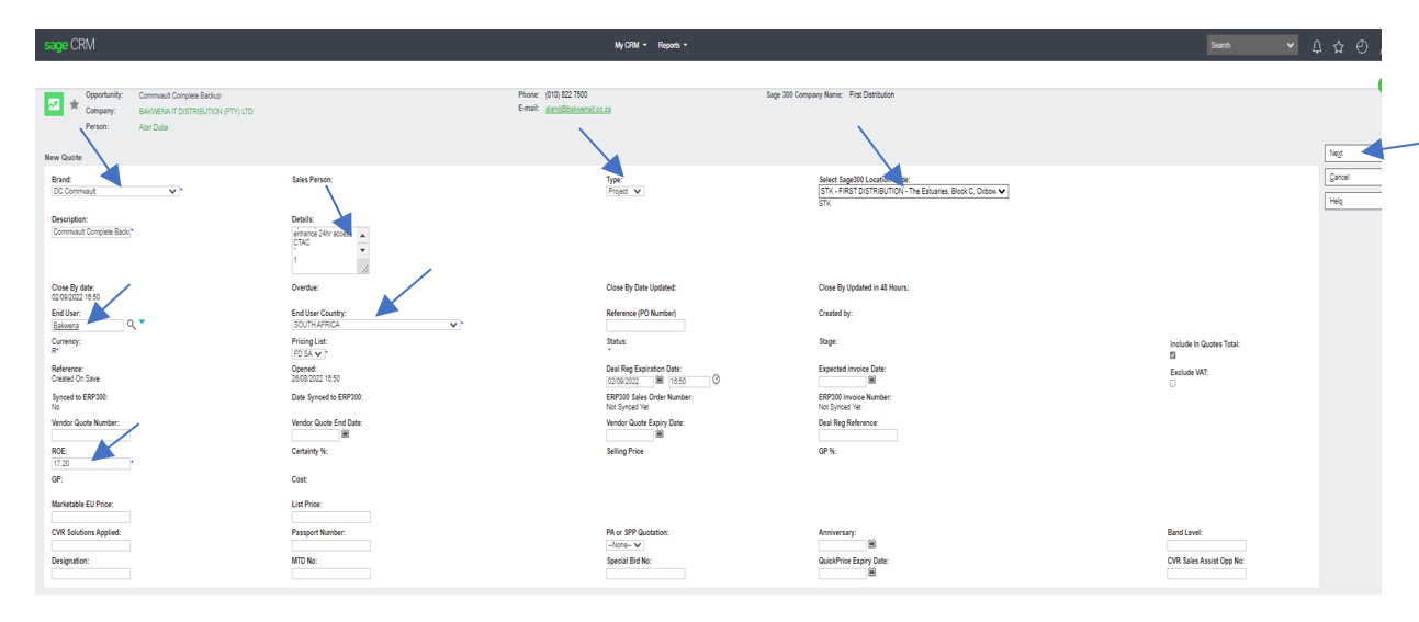 Commvault CRM Quote process – Skill Centre