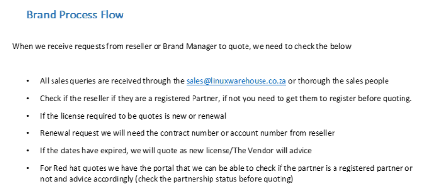 Linux WareHouse SOP - Skill Centre