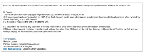 Dell CSG RMA Process – Skill Centre